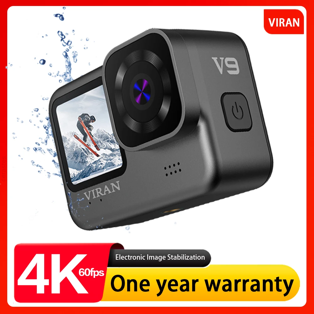 VIRAN 4K60FPS WiFi Anti-shake Action Camera V9 With Remote Control ...