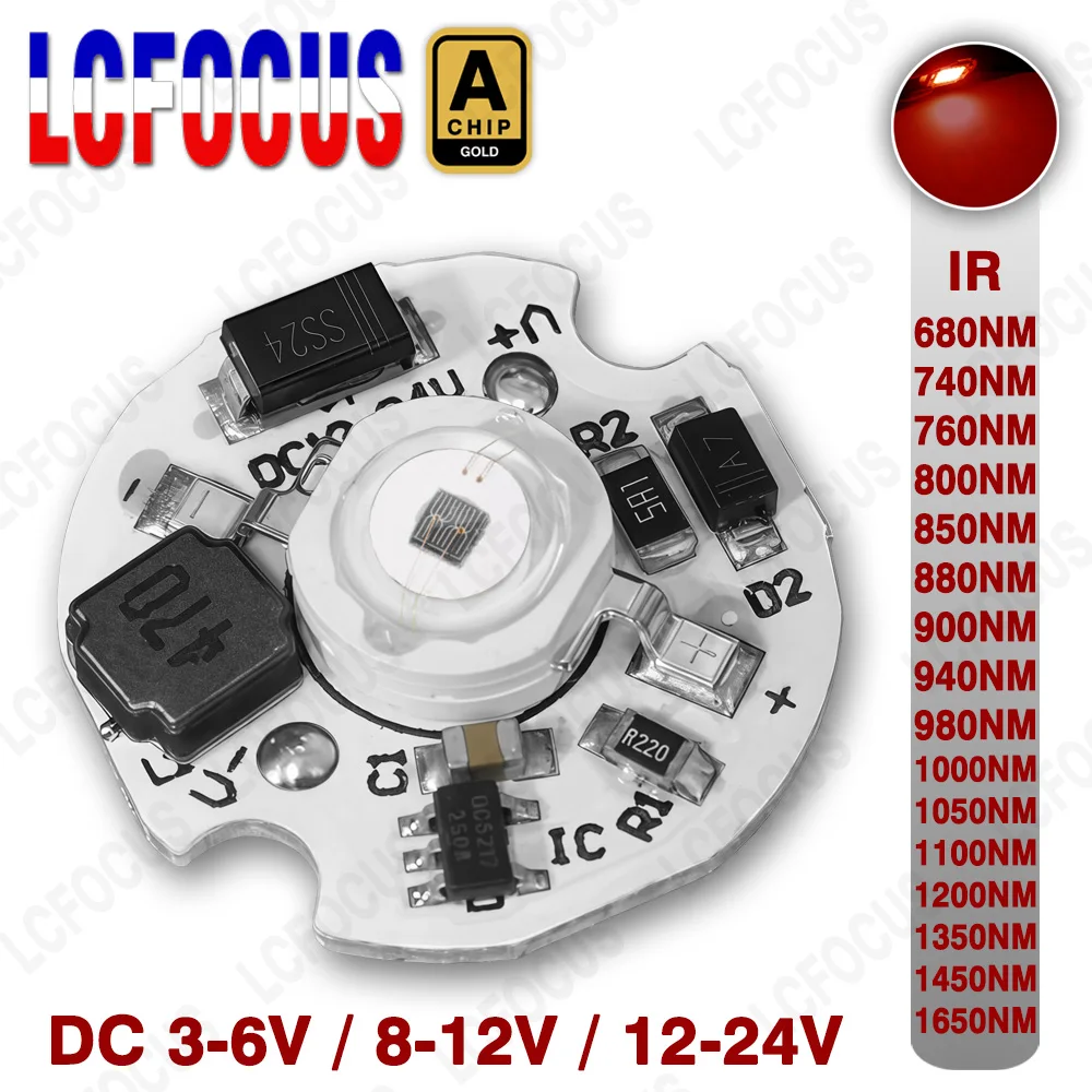 1pc DC 3.7V 5V 12V 24V Infrared LED Chip 680nm 740nm 800nm 850nm 880nm ...