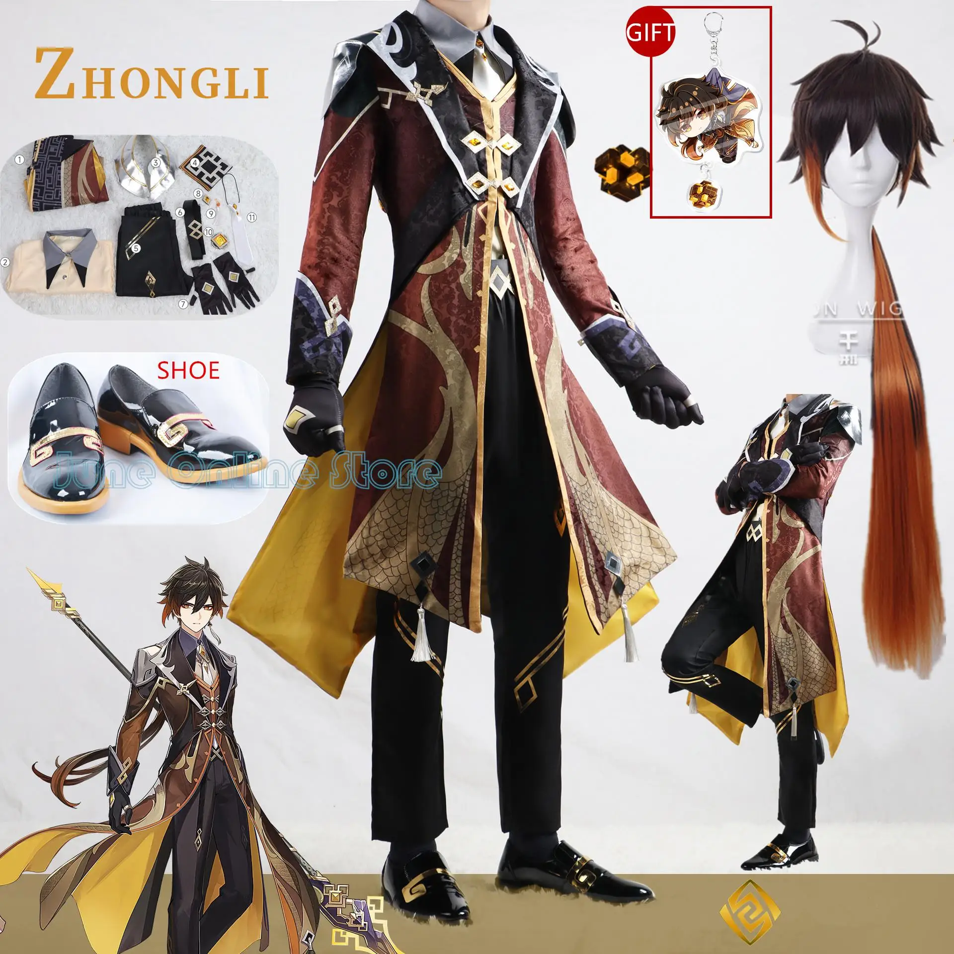 Genshin-Zhongli-Cosplay-Costume-Wig-Hair-Genshin-Impact-Liyue-Morax ...