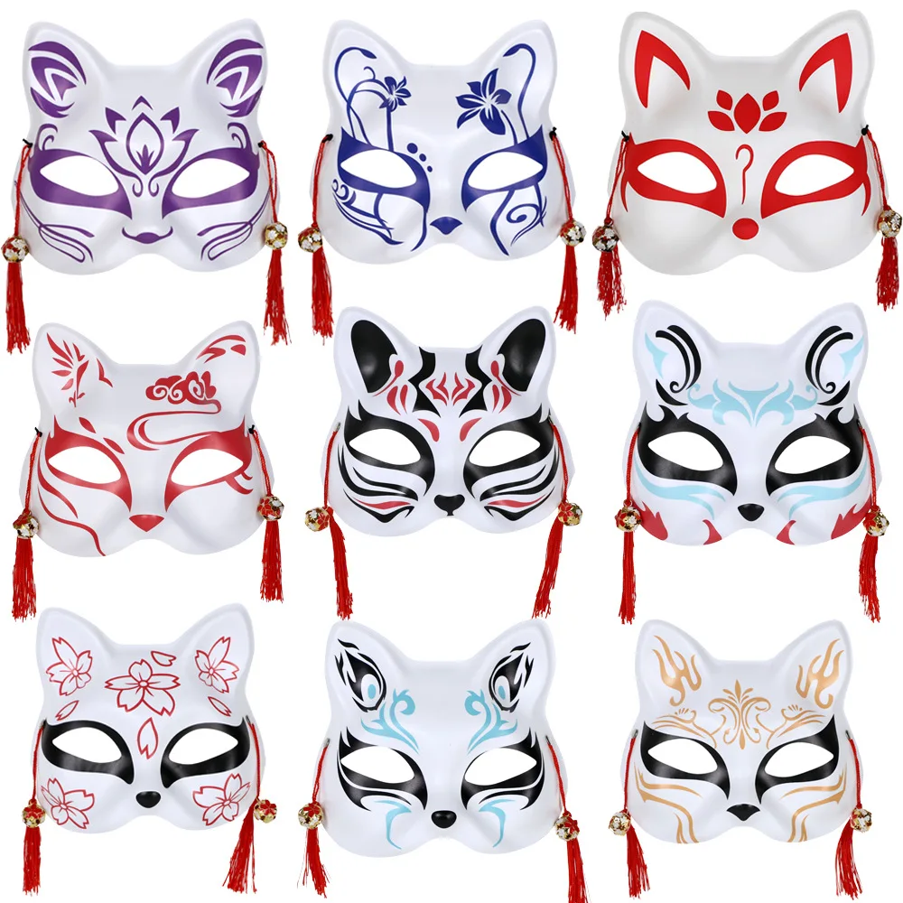 Japanese-Anime-Foxes-Mask-Cosplay-Hand-Painted-Anime-Demon-Slayer-Half ...