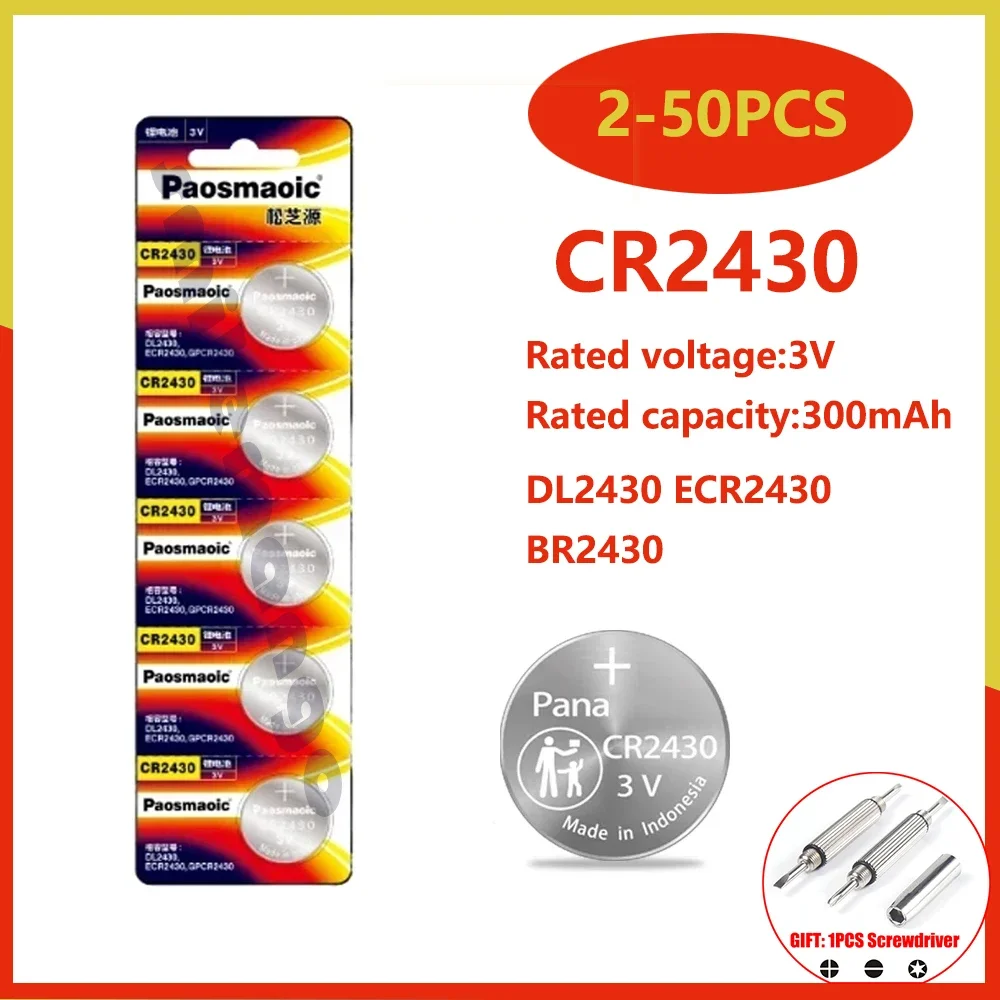 Original-2-50pcs-CR2430-3v-Lithium-Battery-220mAh-DL2430-BL2430-BR2430 ...