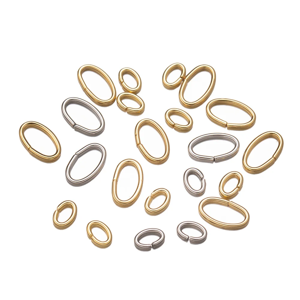 50pcs Gold Stainless Steel Oval Jump Connector Ring For DIY Earring ...