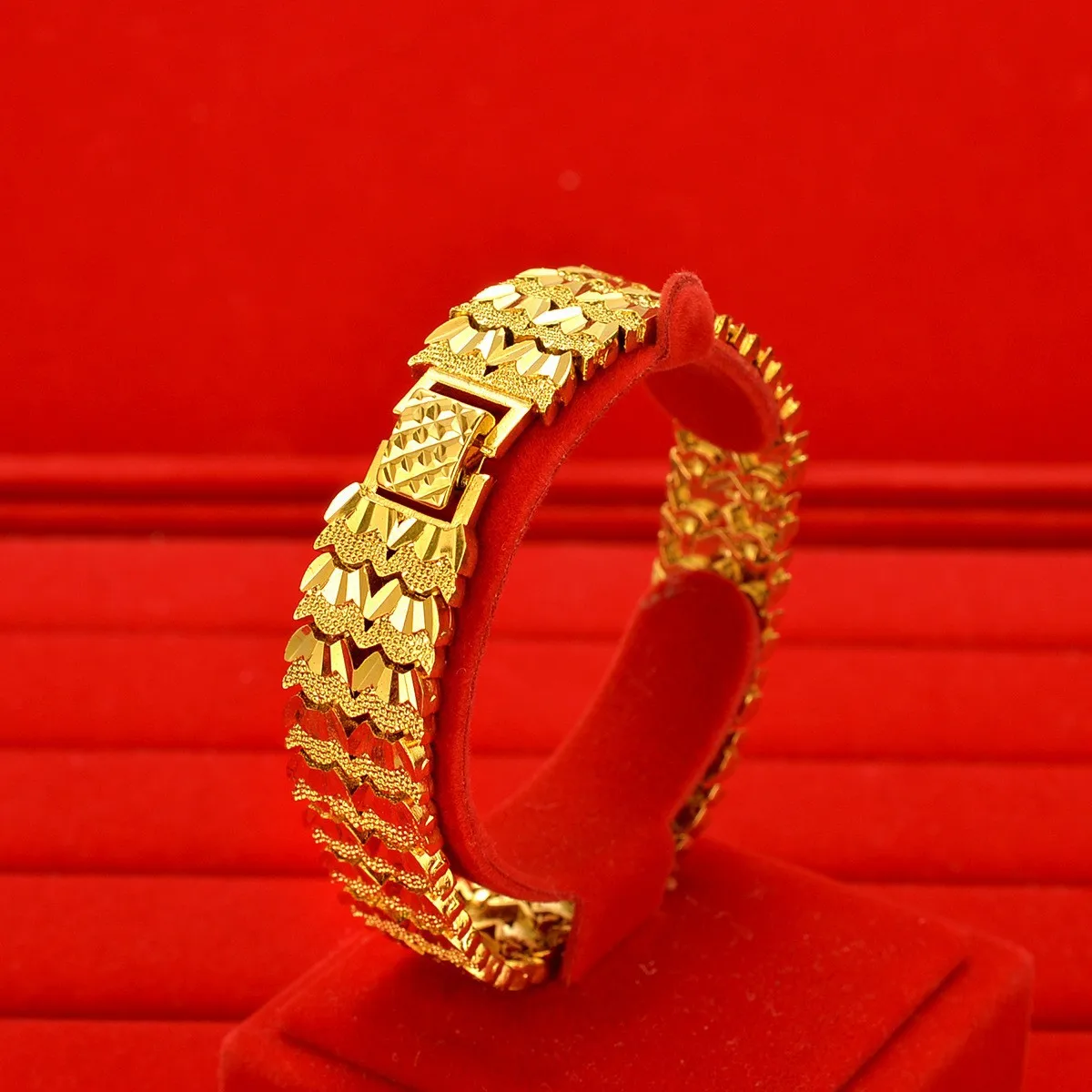 AU999-Gold-Bracelet-Luxury-24k-Pure-Gold-Mens-Tank-Watch-Chain ...