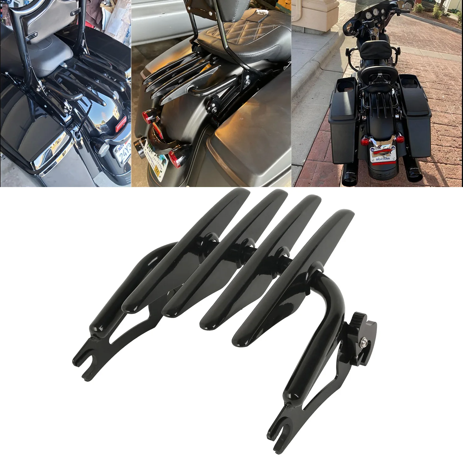 Gloss Black Detachable Stealth Mounting Luggage Rack For Harley Touring ...