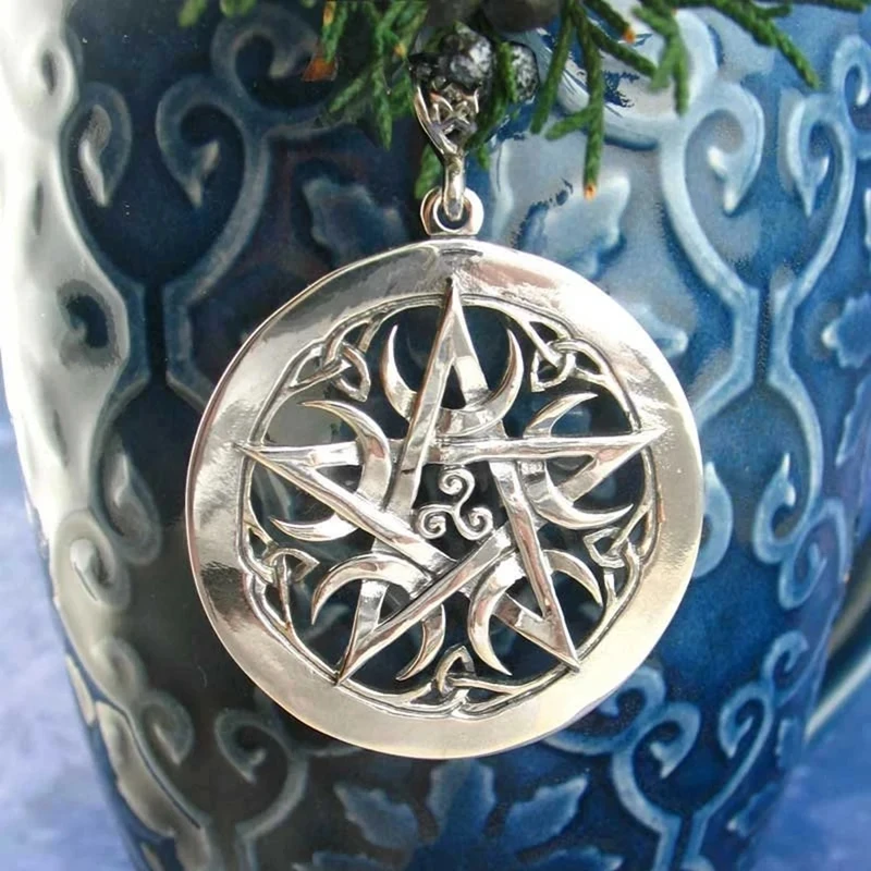 Crescent-Moons-Pentacle-Necklace-Pendant-Wiccan-Accessories-Fashion ...