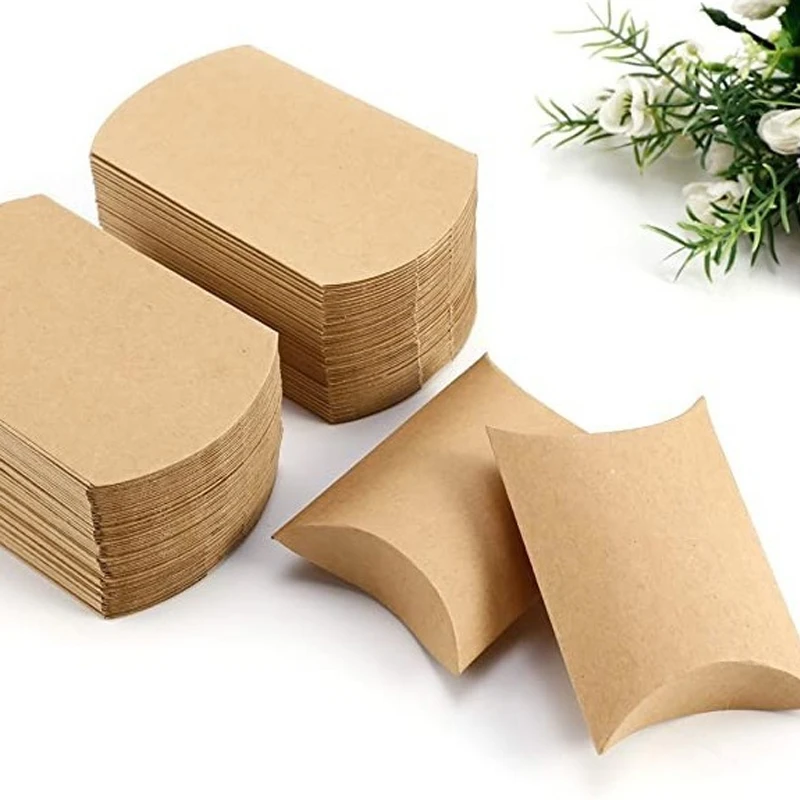 50PCS-Kraft-Paper-Pillow-Box-Gift-Candy-Boxes-Christmas-Gift-Packaging ...
