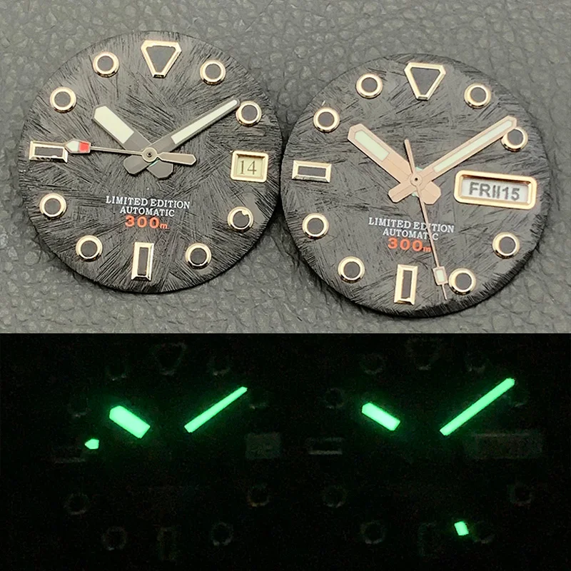 Mod Green Luminous 28.5mm 시계 다이얼 및 시계 손은 7S NH35 NH36 4R 일본 자동식 무브먼트 ...