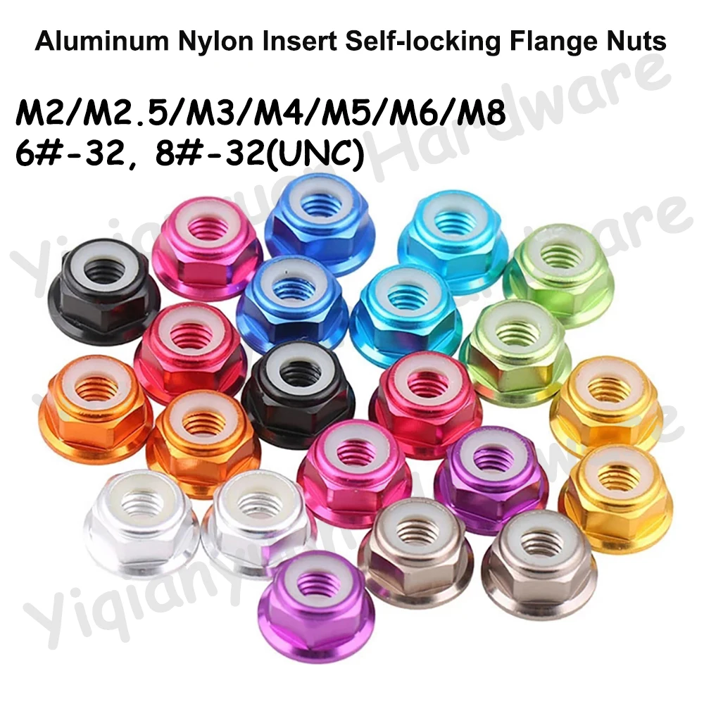 2Pcs-5Pcs Aluminum Nylon Insert Self-locking Flange Nuts RC Car Accessories M2 M2.5 M3 M4 M5 M6 ...