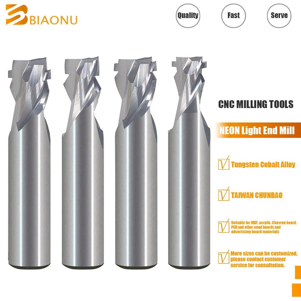 Biaonu-1pc-6-8-12mm-Neon-Light-Stripe-End-Mill-Carbide-Flexible ...