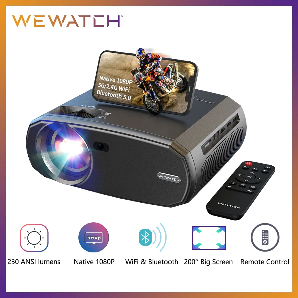 WEWATCH-V50-Portable-5G-WIFI-Projector-Mini-Smart-Real-1080P-Full-HD ...