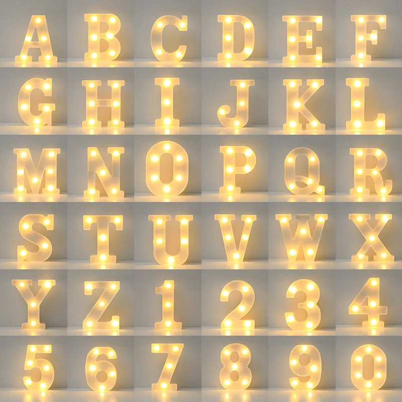 Alphabet Letter Led Light Luminous Number Lamp Decor Bedroom Night ...