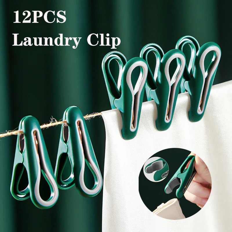 12PC-Clothespins-Laundry-Clips-Multipurpose-Windproof-Clamp-Clothes ...