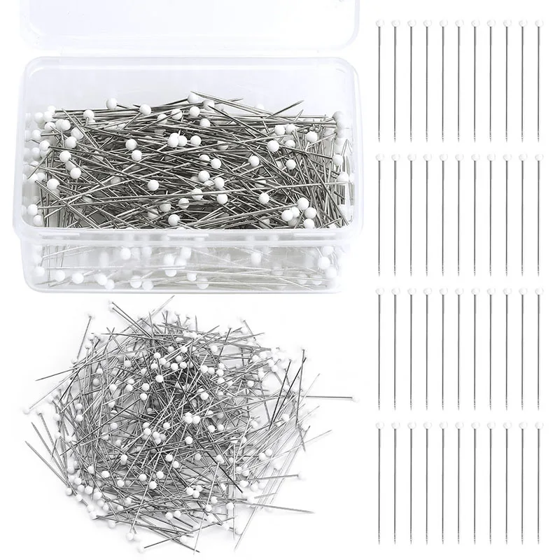 Sewing-Straight-Pins-for-Fabric-Pearlized-Ball-Head-Quilting-Pins-Long ...