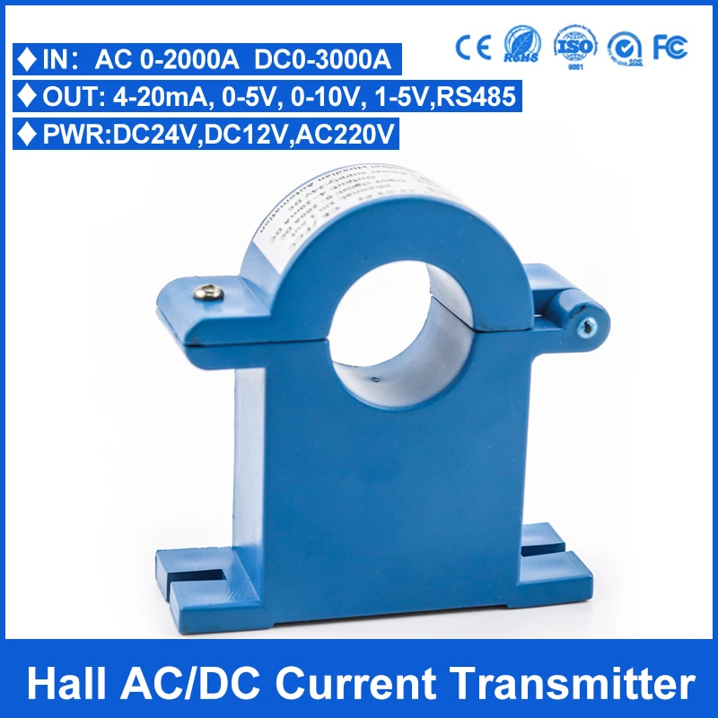Hall Current Sensor / Transducer Ac / Dc Current Sensor 0-1000a Open ...