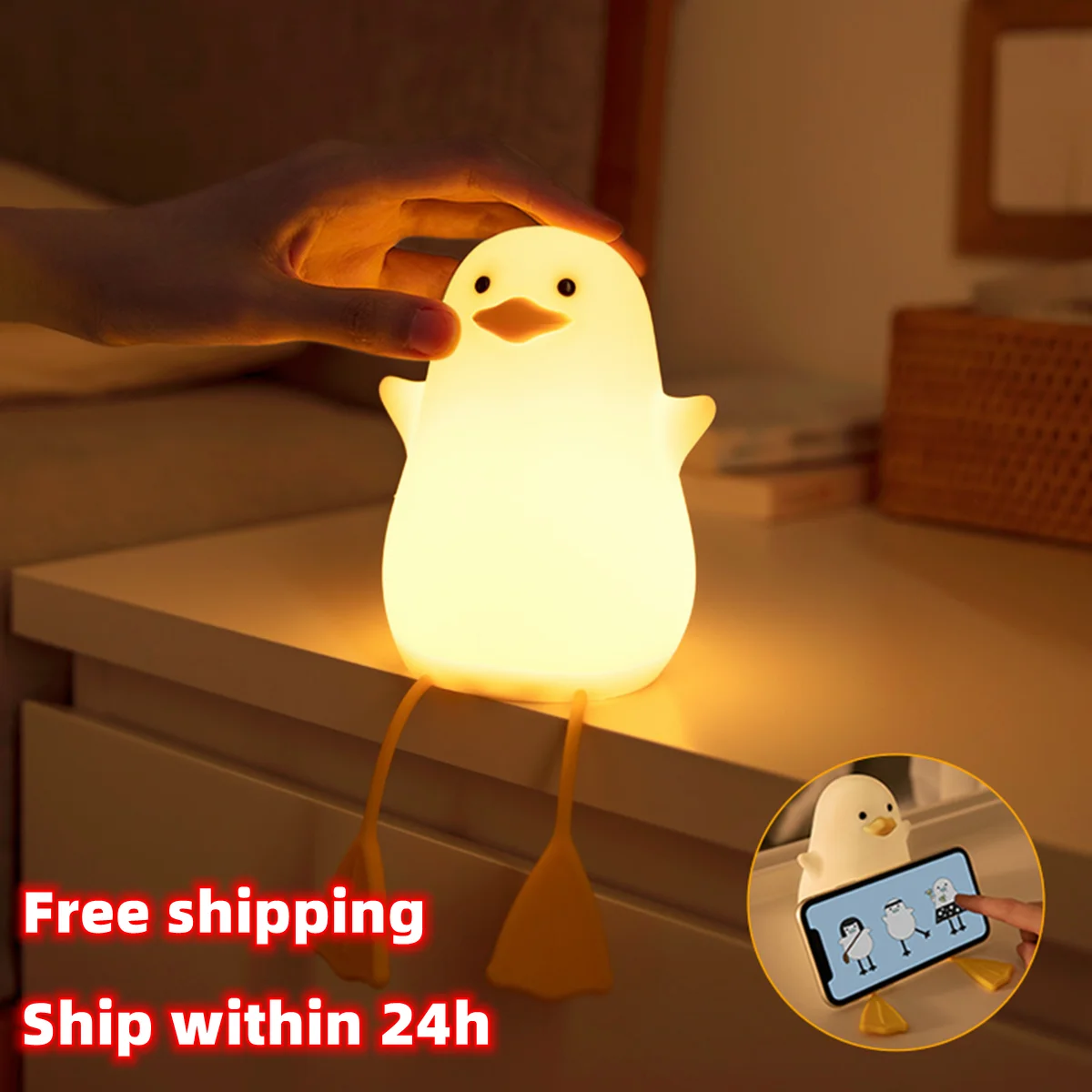 L-mpara-de-pato-de-silicona-para-ni-os-luz-nocturna-de-Patito-bonito ...