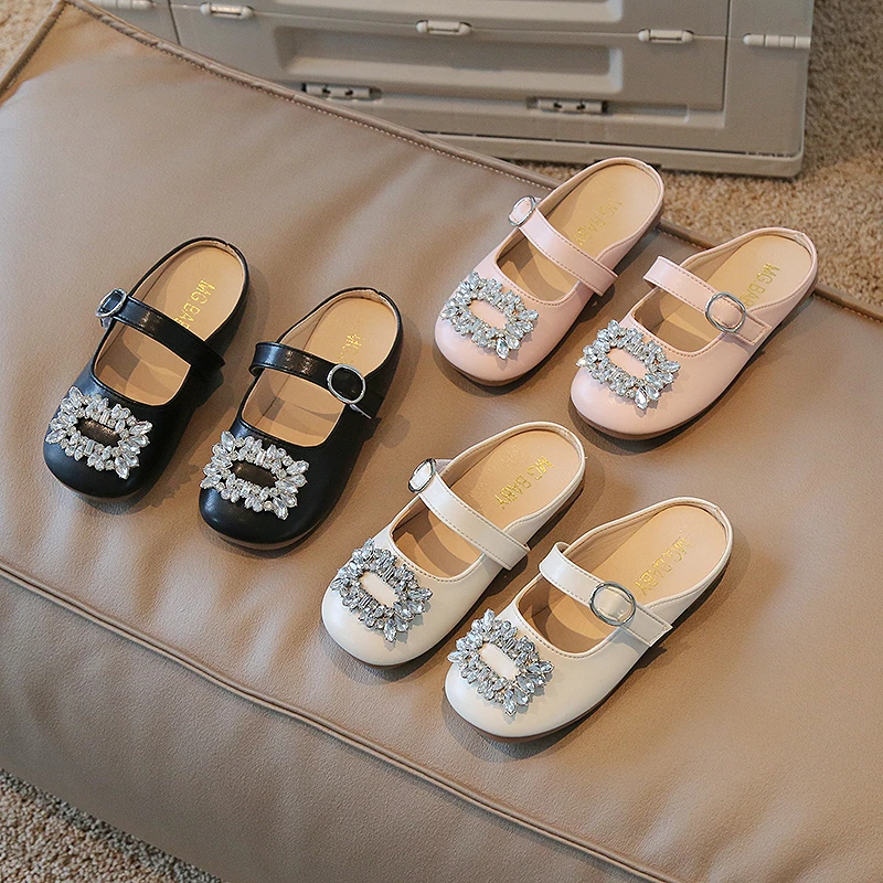 Girl's Slippers Diamante Cover Toe Summer Luxury Children Sliders 26 36 ...