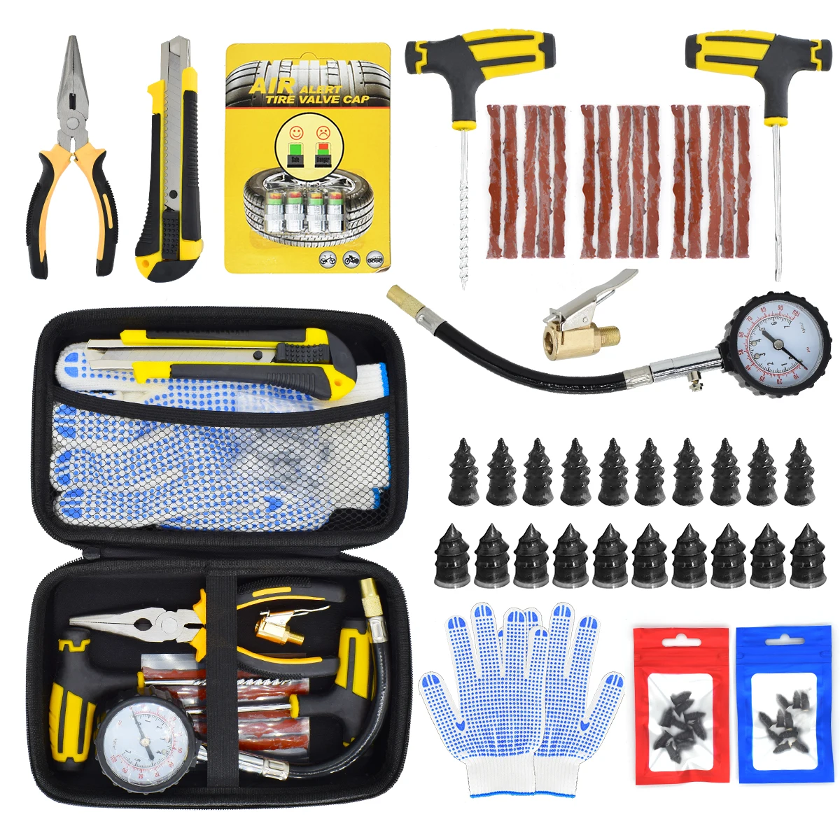 Car Tire Repair Tool Kit Studding Tool Set Auto Bike Puncture Plug ...