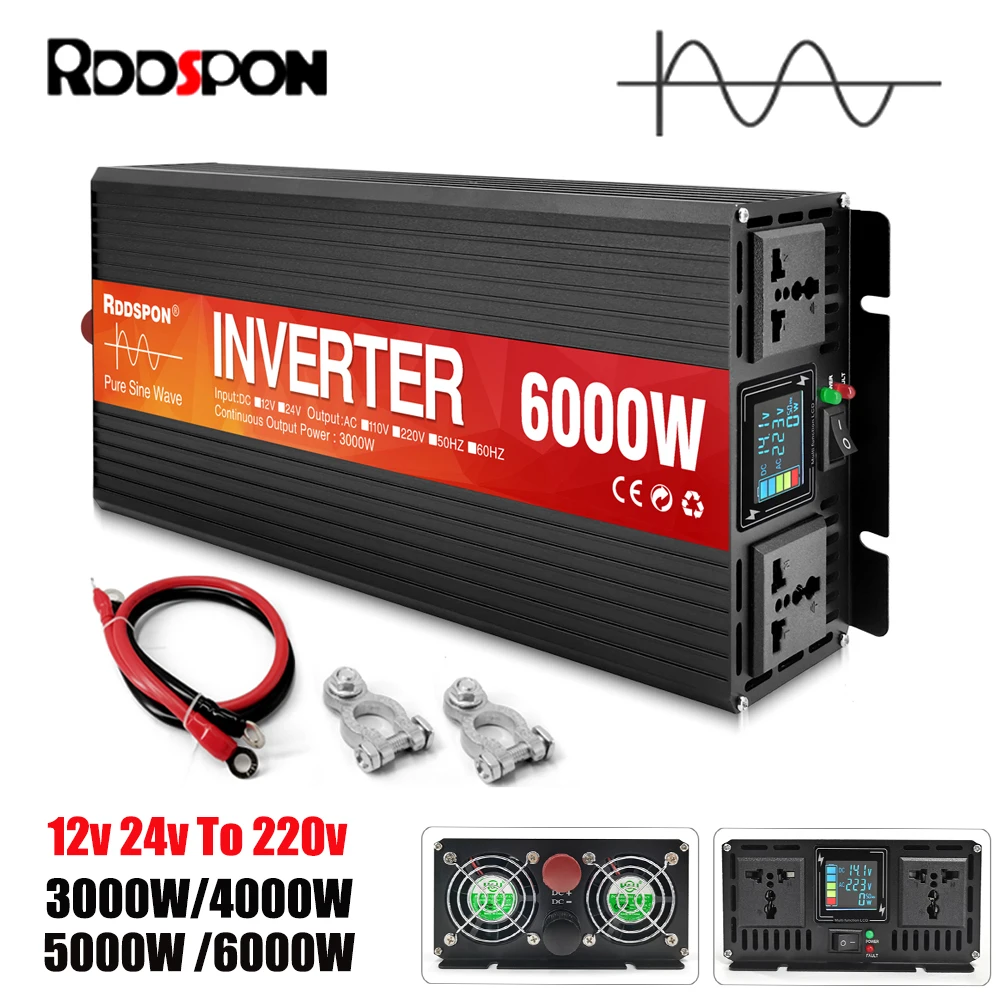 RDDSPON-Pure-Sine-Wave-Inverter-4000W-5000W-6000W-Double-Socket-LCD ...