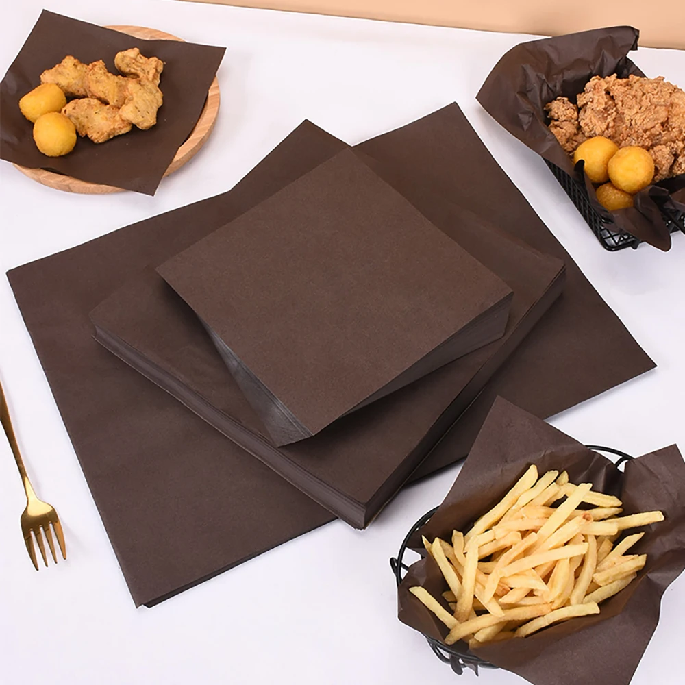100pcs-Oil-Proof-Wax-Paper-Waterproof-Food-Wrapping-Burger-Fries-Bread ...