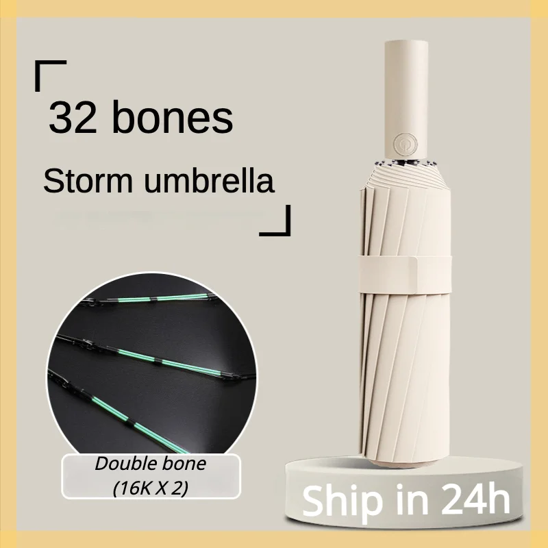 Ultra strong Windproof 32 Bone Automatic Umbrella for Men Double Bone Sunny and Rainy Sunshade ...