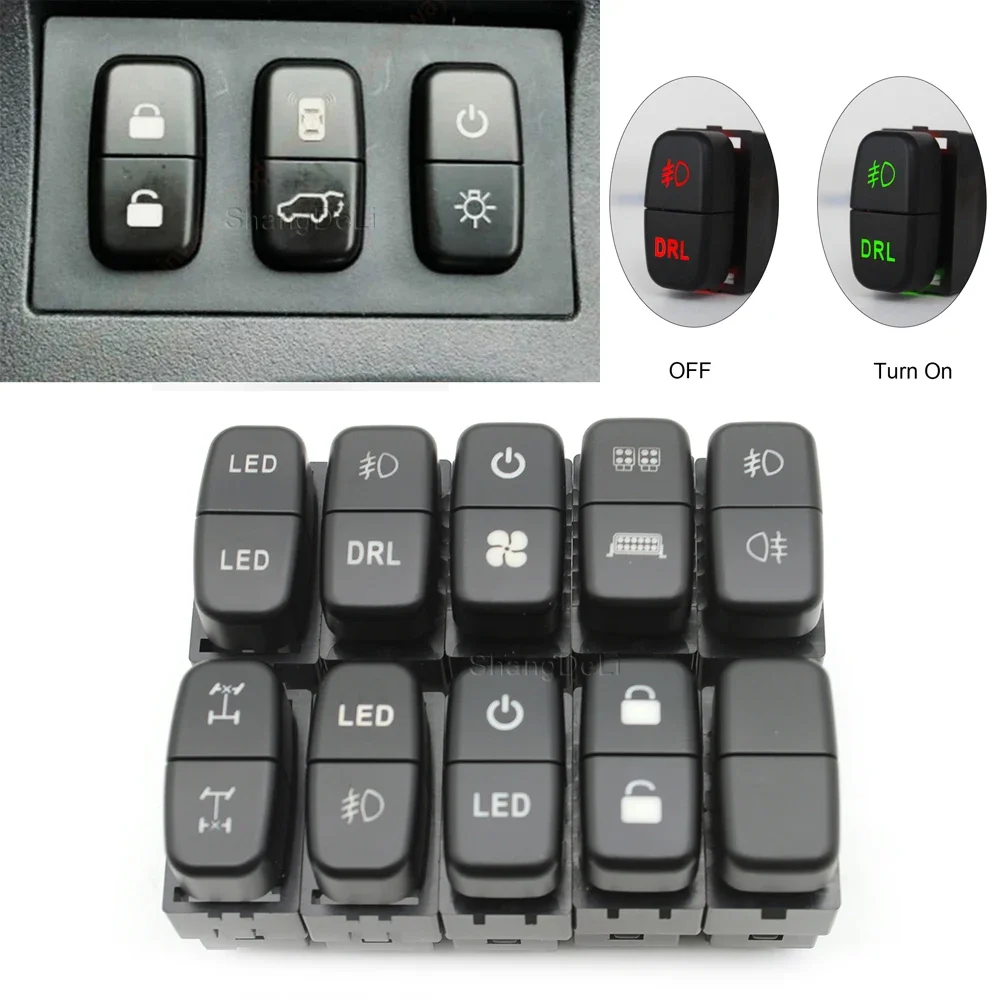 Car-Dual-Key-Switch-LED-Fog-Lights-Spotlight-DRL-Power-Headlight ...