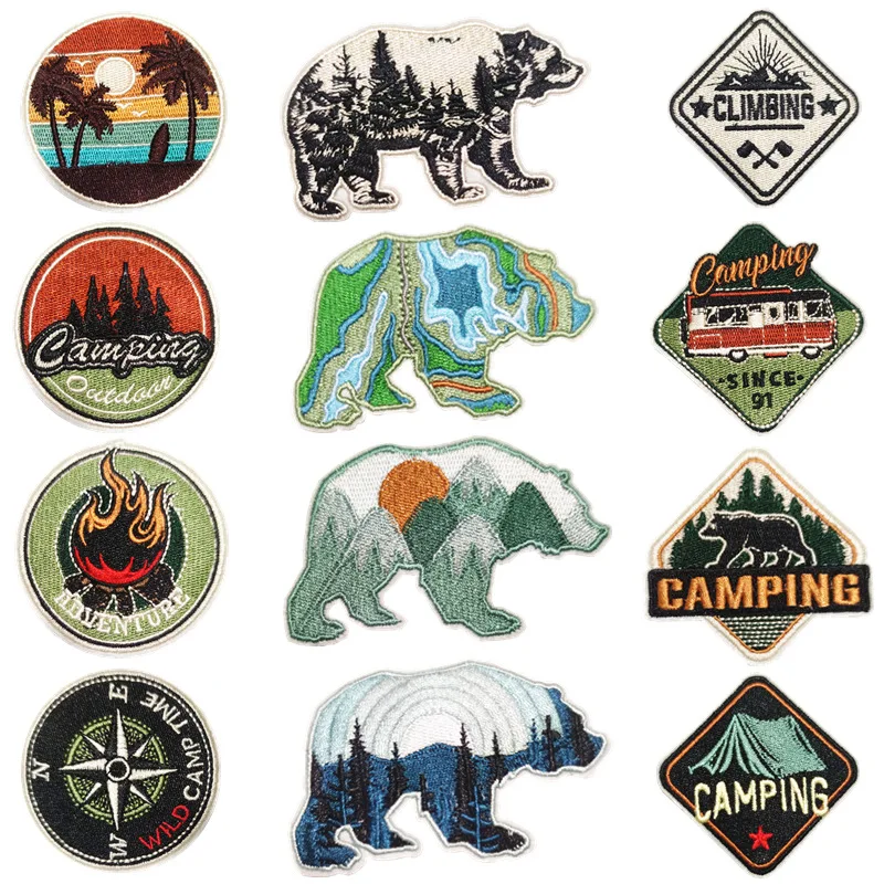 Clothing-Ironing-Patch-Outdoor-Bear-Landscape-Camping-Tent-equipment ...