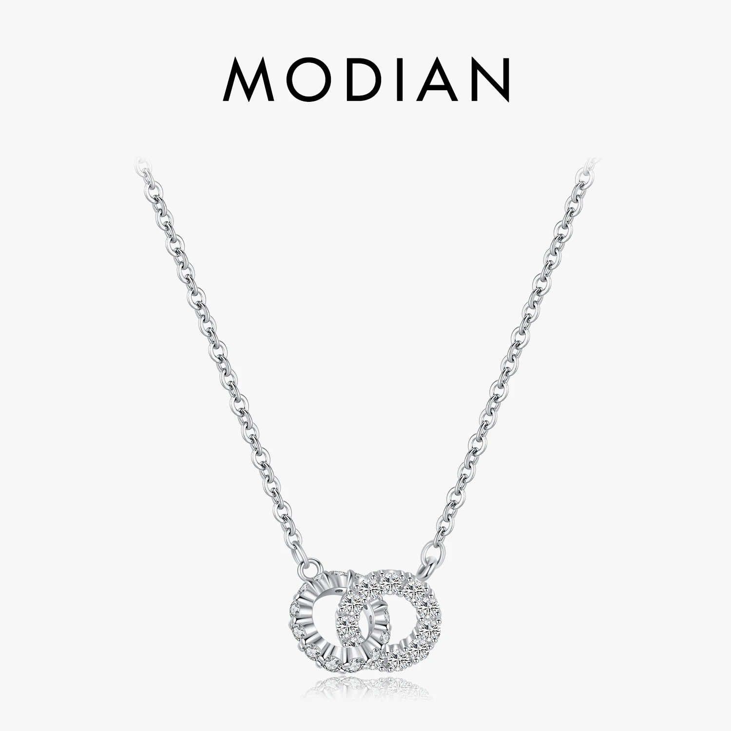 MODIAN 925 Sterling Silver Sparkling Circle Lock Fashion Pendant ...