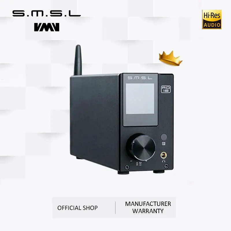 Smsl amplificador estéreo de áudio ad18, amplificador com bluetooth 4.2, suporta apt x, usb, dsp ...