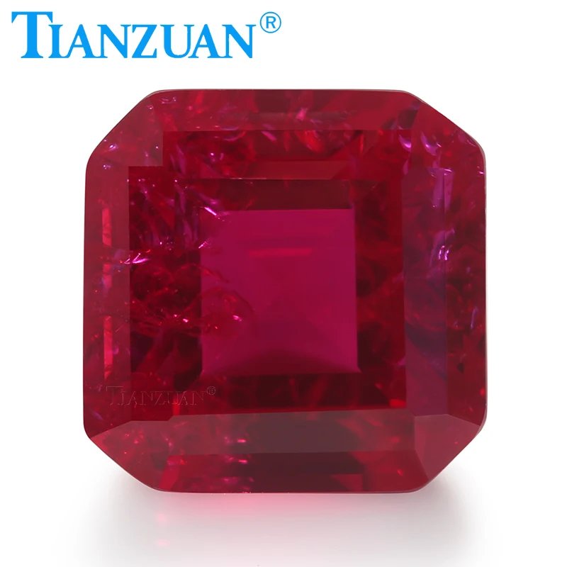 Lab-Grown-Ruby-square-shape-asscher-cut-5-red-color-synthetic-gemstone ...