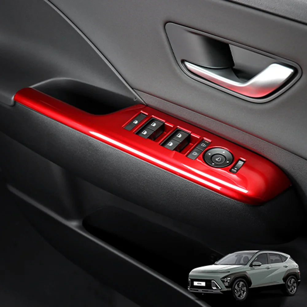 Red-Car-Window-Lift-Switch-Button-Cover-Door-Armrest-Surface-Covers ...