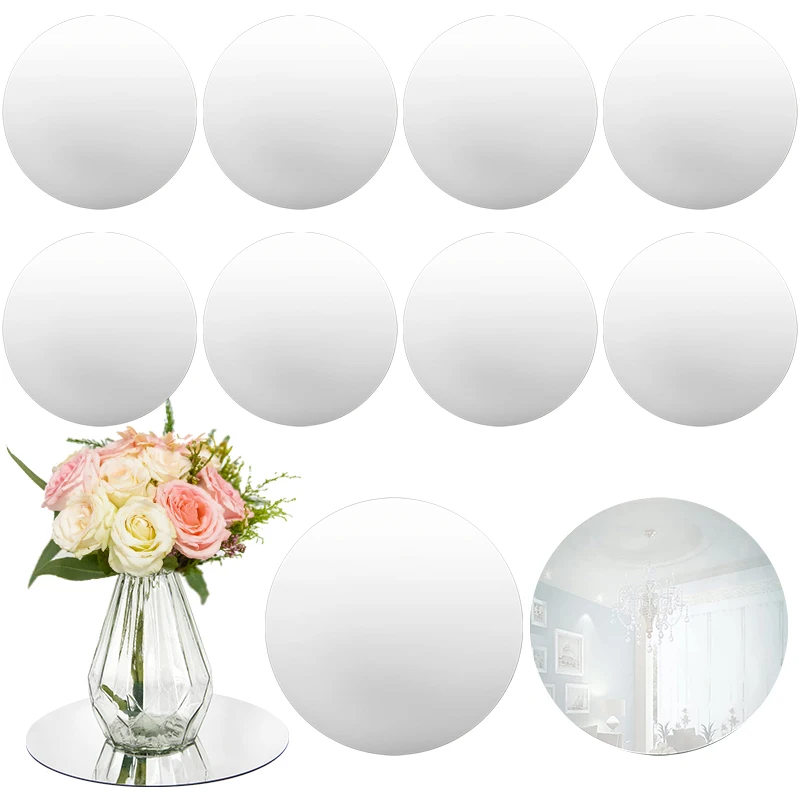Round-Mirror-Tray-Acrylic-Table-Centerpiece-Candle-Plate-For-Wedding ...