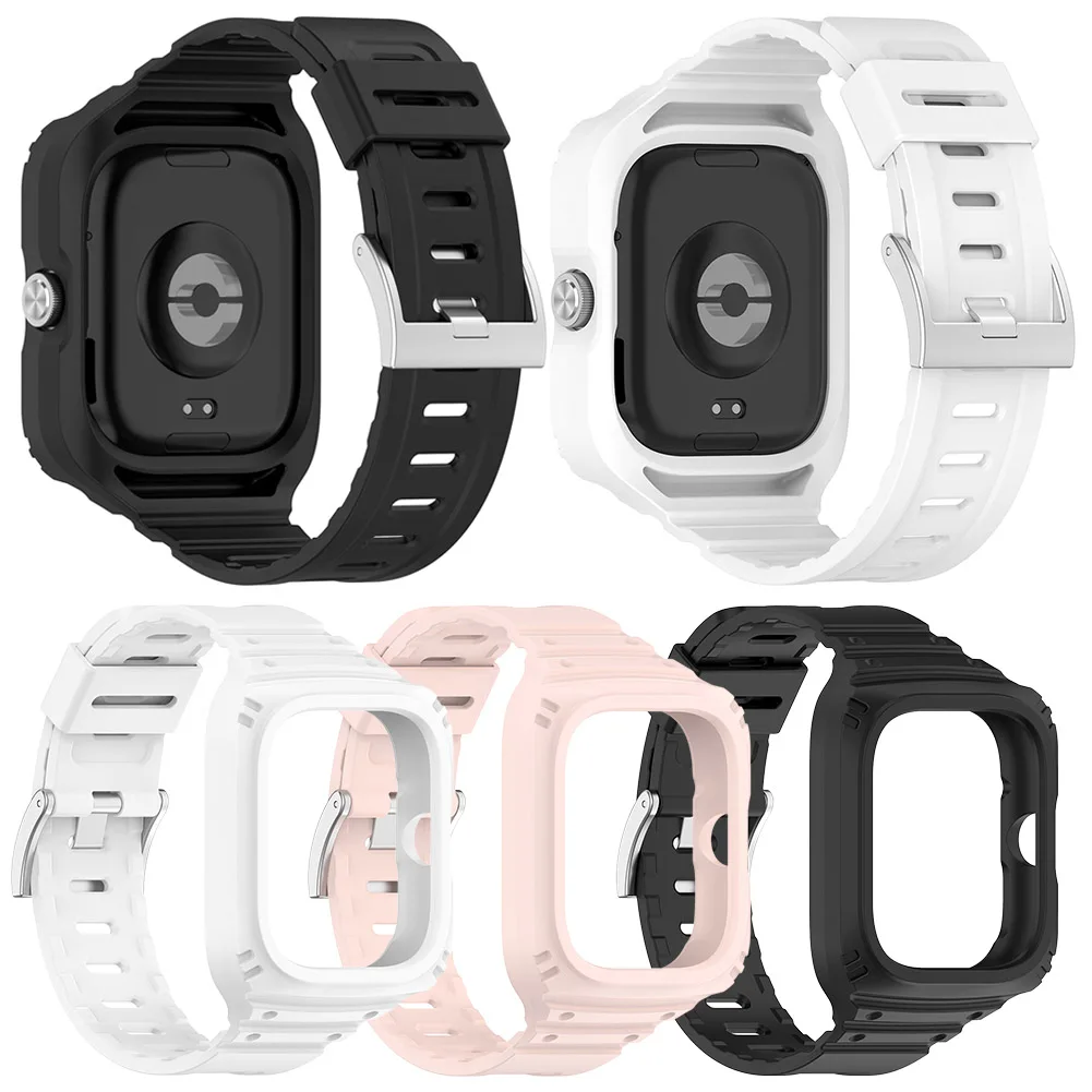 2-In-1-For-Redmi-Watch-4-Case-Band-Silicone-Watch-Band-Strap-Protective ...