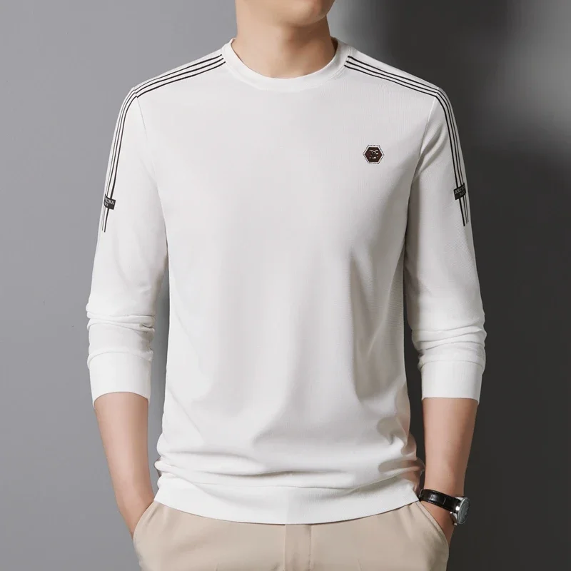 Polo-de-manga-larga-con-estampado-para-hombre-camiseta-de-algod-n-con ...