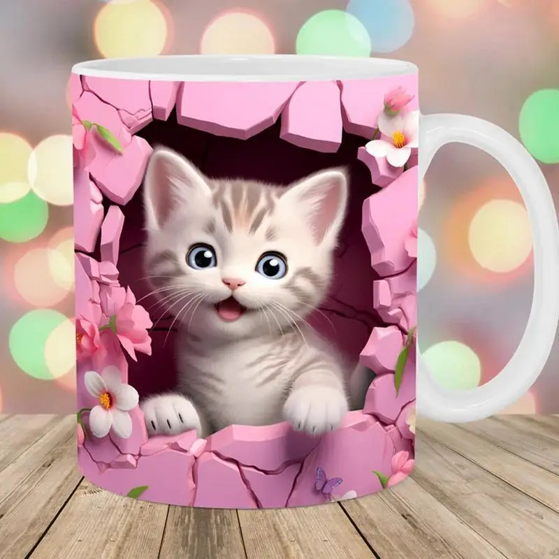 Unique-3D-Painted-Cat-Mug-Cute-Kitten-Pattern-Coffee-Mug-Funny-Ceramic ...