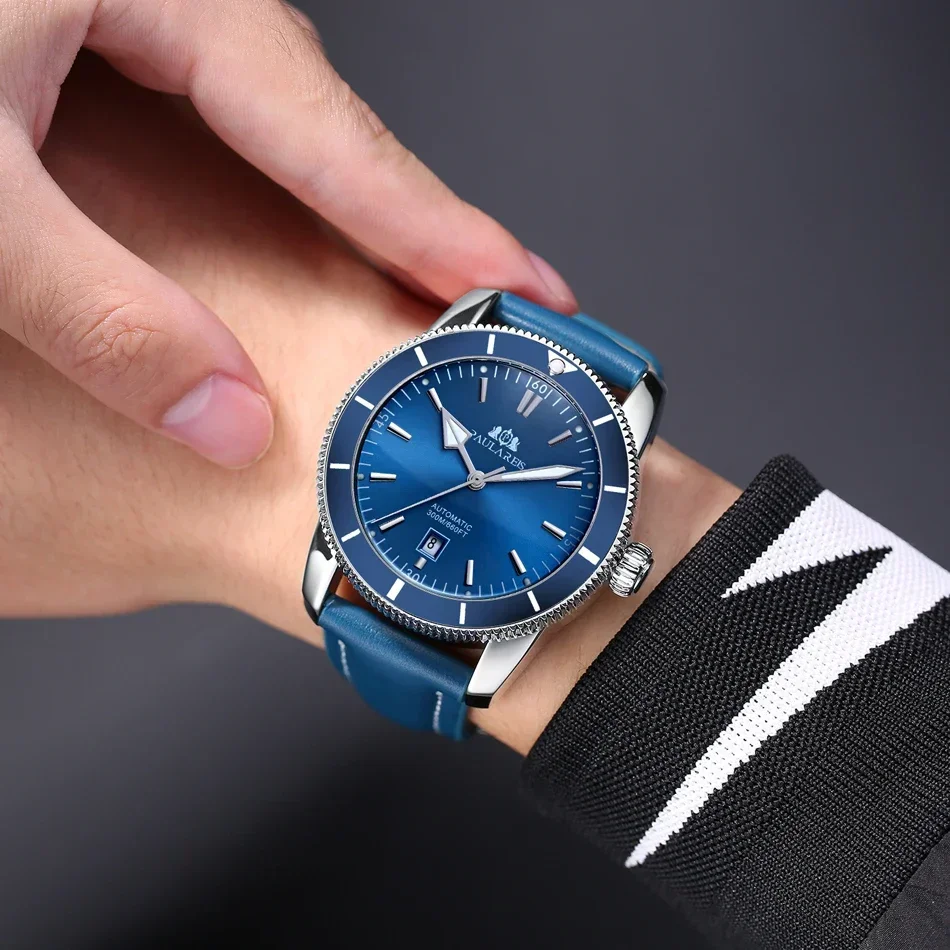Automatic Mens Watch Self Wind Mechanical Net Stainless Steel Blue ...