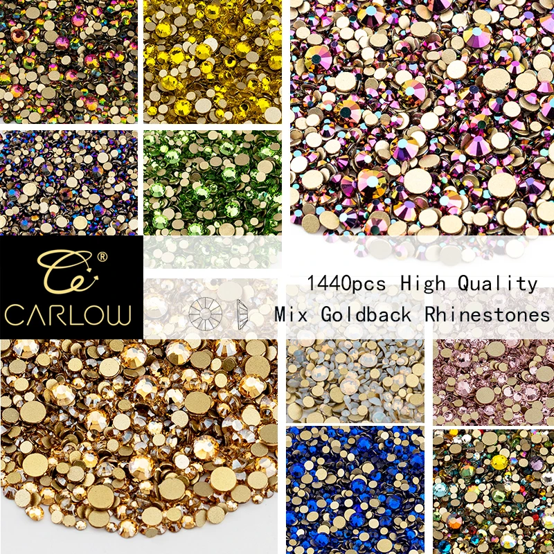CARLOW-High-Quality-Mixed-SS4-SS20-Sparkly-Gold-Flatback-Crystal-Non ...