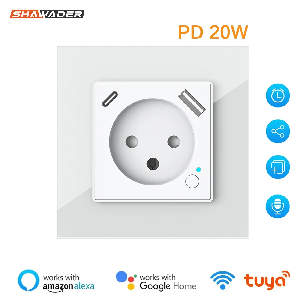 Shawader-WiFi-Tuya-Smart-Israel-Wall-Socket-EU-Standard-Power-Outlet-PD ...