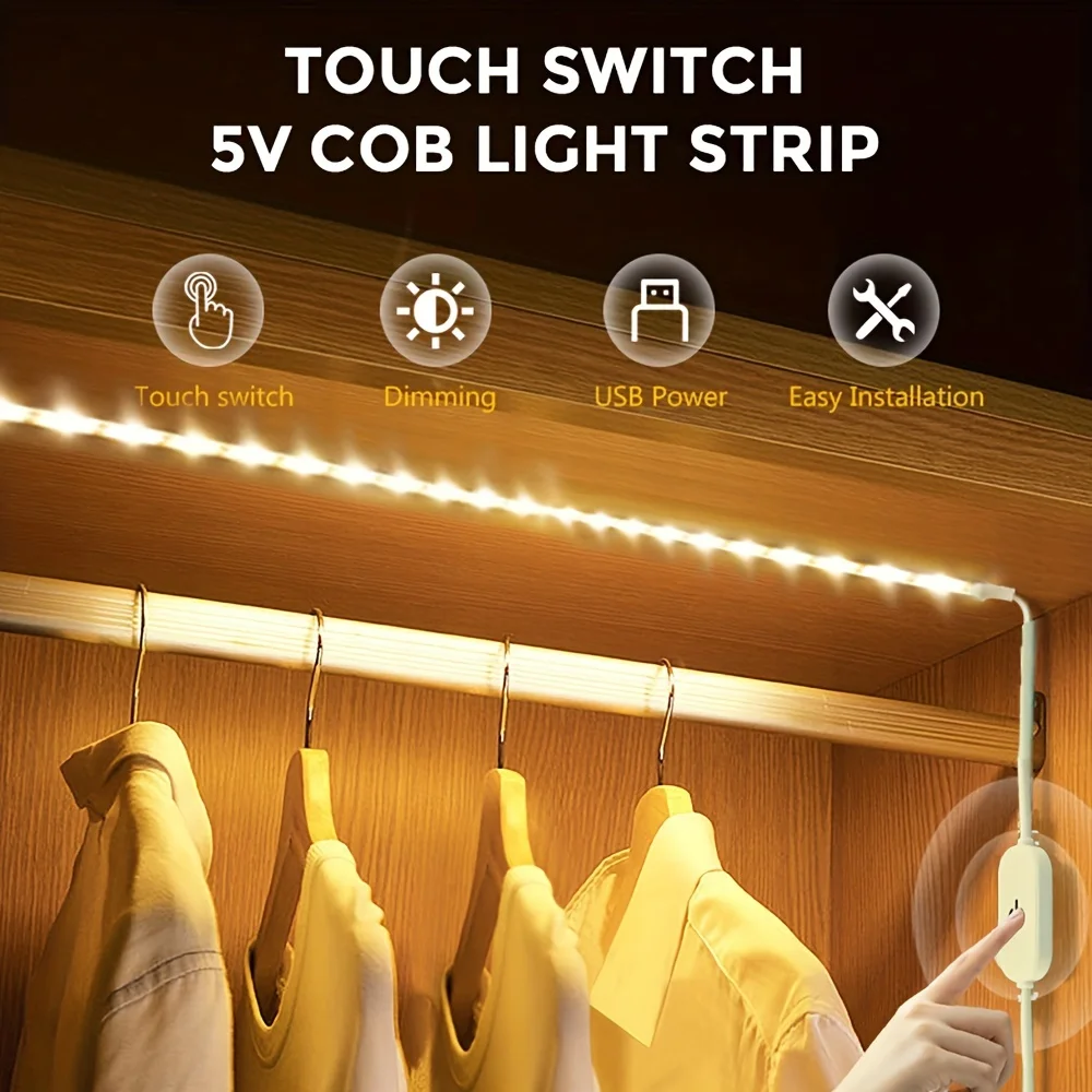 Cold-White-LED-Touch-Senser-Strip-Light-Dimmable-5V-2835-Flexible-Tape ...