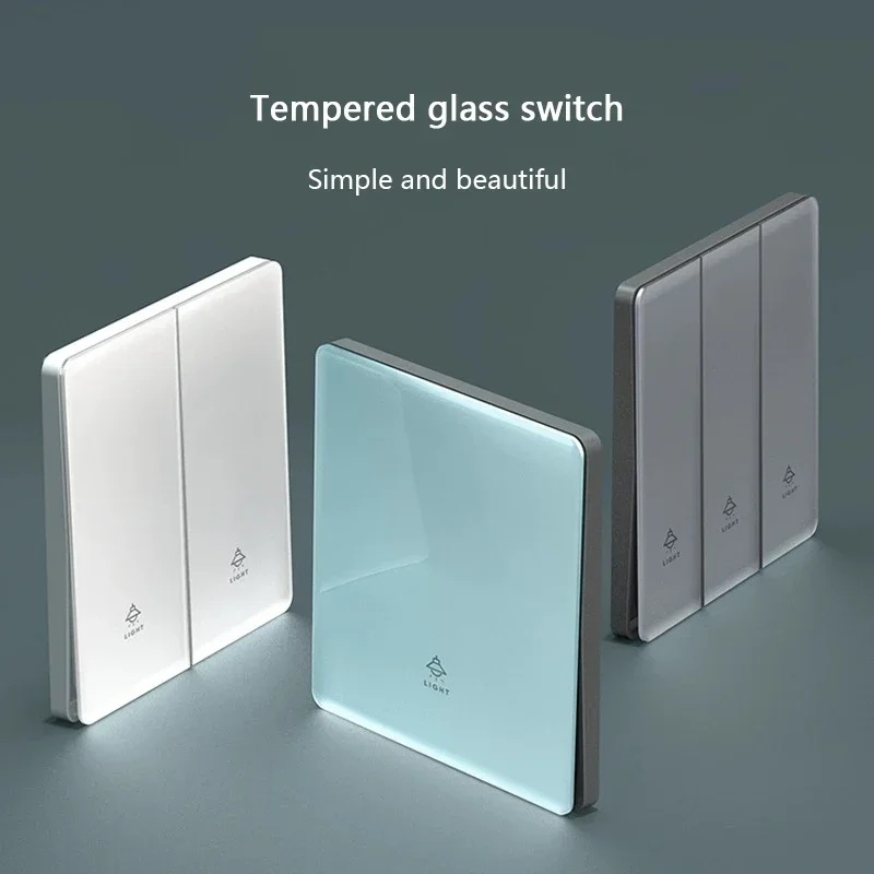 86-Type-White-Universal-Wall-Light-Switch-Tempered-Glass-EU-Korea ...