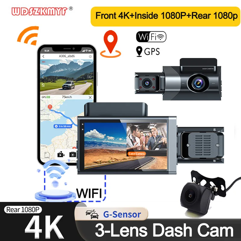 4K-Dash-Cam-for-Cars-3inch-Car-DVR-3Channel-Camera-Video-Recorder-WIFI ...