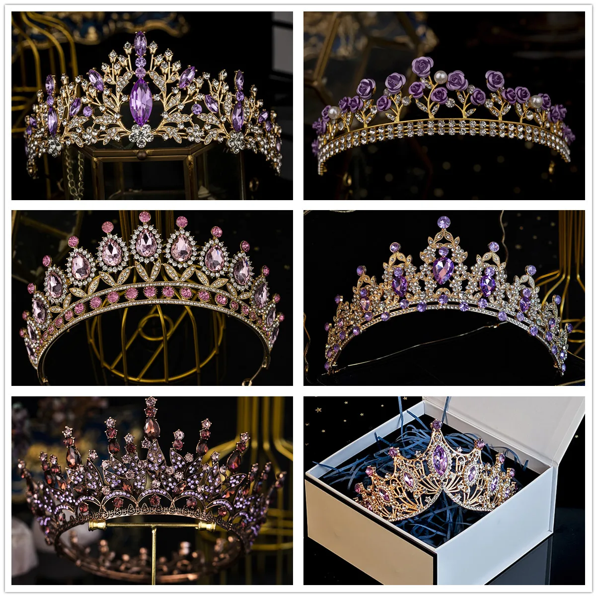 Mysterious-Miallo-Bridal-Crown-Headpiece-Dreamy-Purple-and-Gold-Hair ...