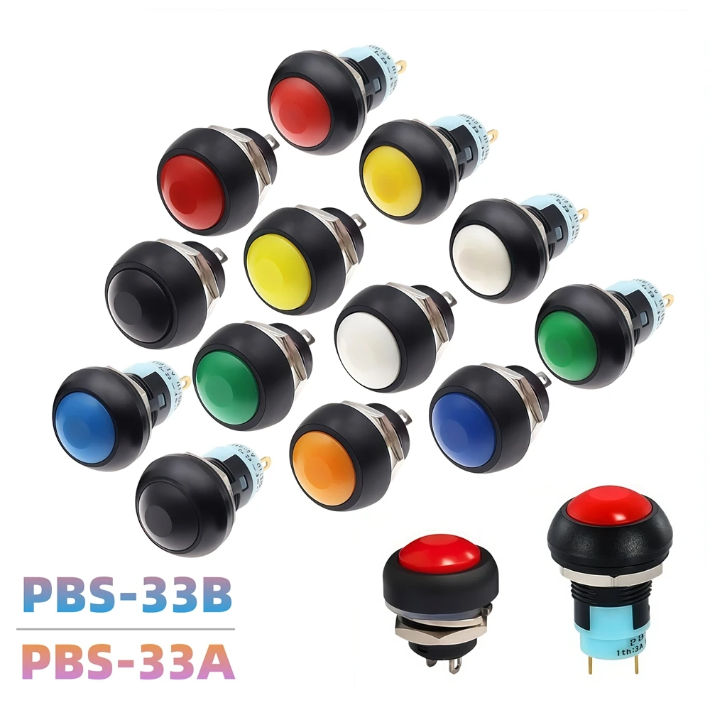 6pcs 12mm Mini Switch Waterproof Momentary Self locking PBS-33B ON-OFF ...