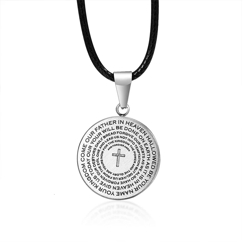 Our Father Prayer Pendant Coin Necklace The Lord's Prayer Catholic ...