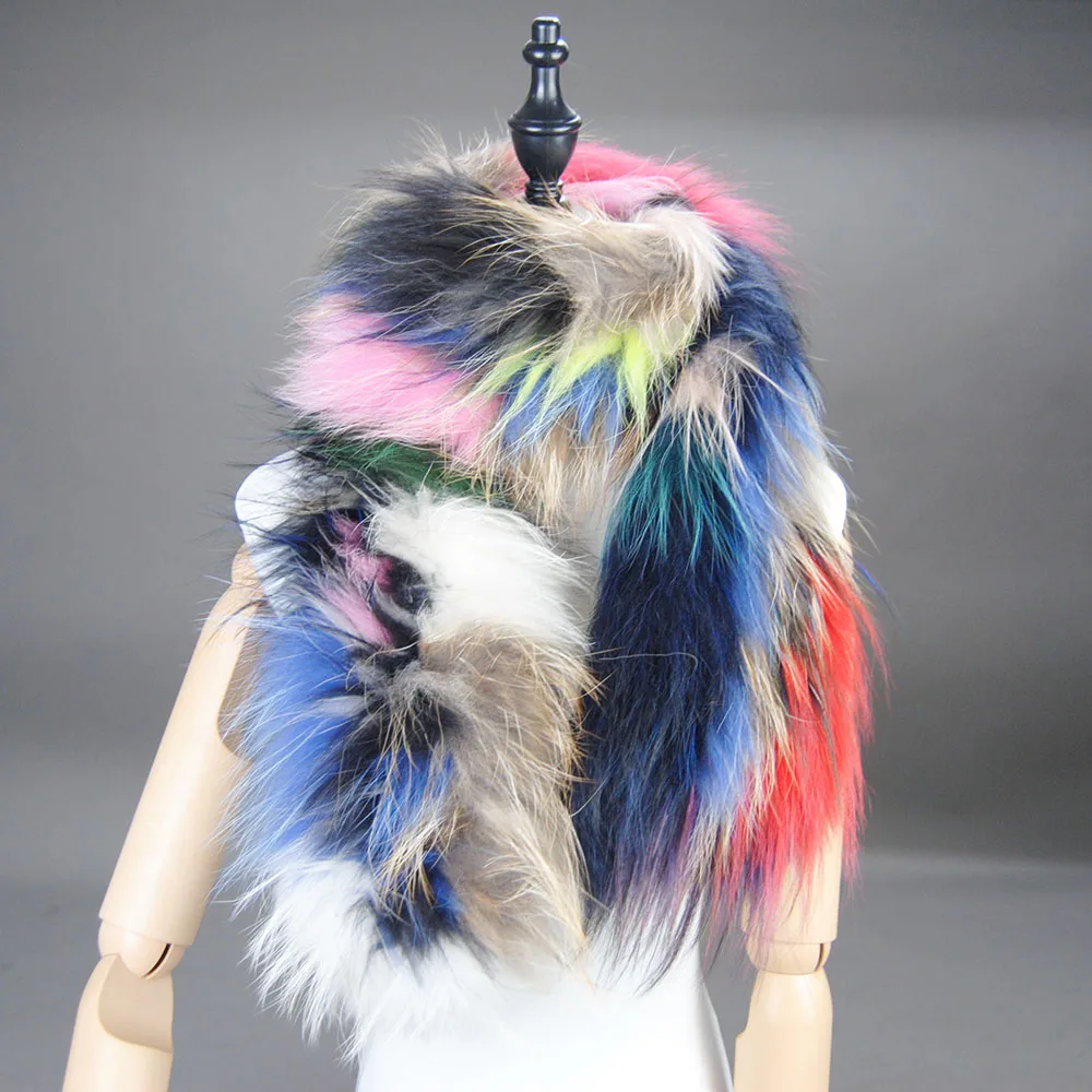 Winter-Women-Random-Color-Blocks-Real-Fox-Fur-Shawl-For-Wedding-Warming ...