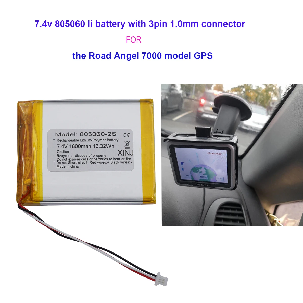 7.4V 1800mAh 13.32Wh Li-Polymer Rechargeable Li Lithium Battery 805060 ...