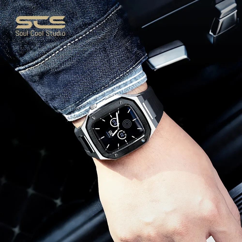 For-Apple-Watch-Case-Metal-Protector-9-Series-45mm-41mm-Band-For-44mm ...