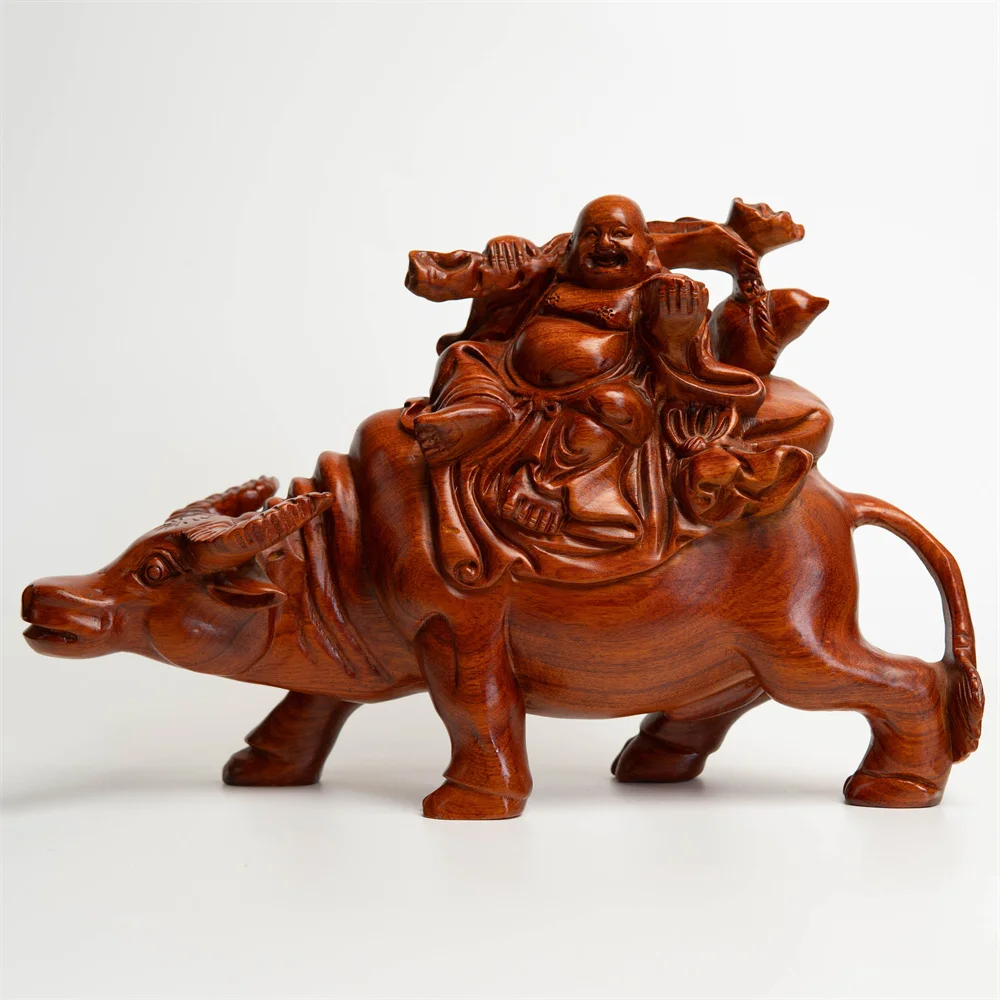 Solid-Rosewood-Carving-of-Maitreya-Buddha-Riding-A-Bull-Laughing-Buddha ...