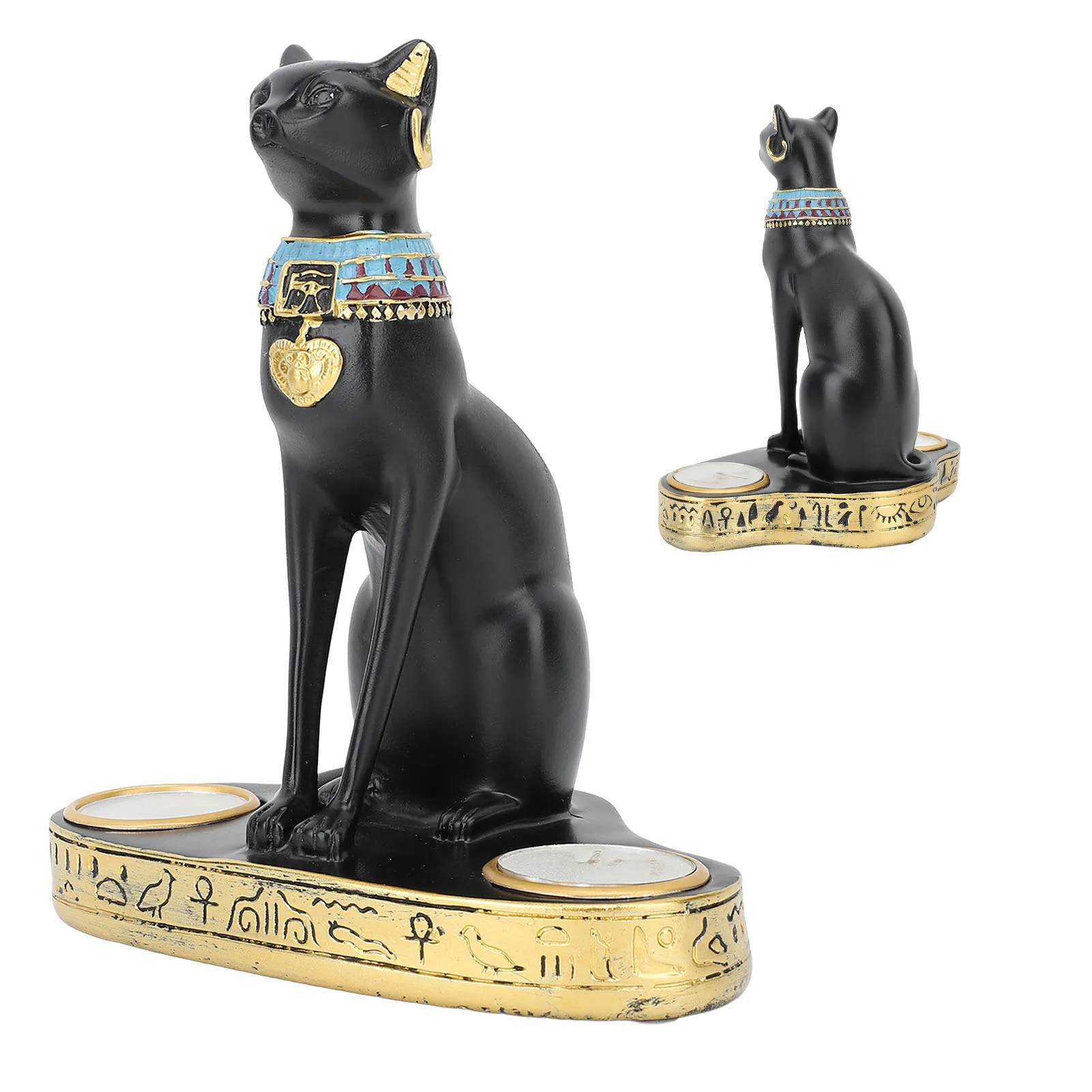 Egyptian-Cat-Candle-Holder-Decorative-Resin-Cats-Statue-Candlestick ...
