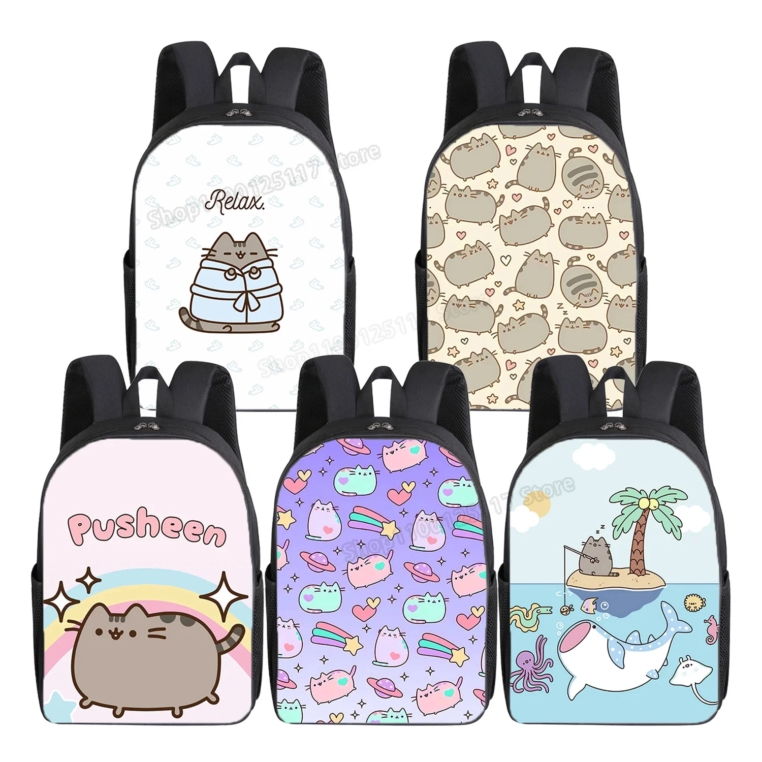 Pusheen-Backpack-16inch-Cartoon-Schoolbag-for-Girls-Boys-Large-Capacity ...