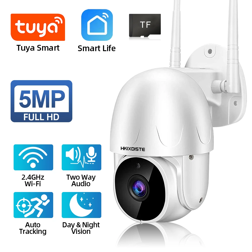 5MP Tuya Ptz Camera Outdoor Two Way Audio Mini WiFi Cam Auto Tracking ...